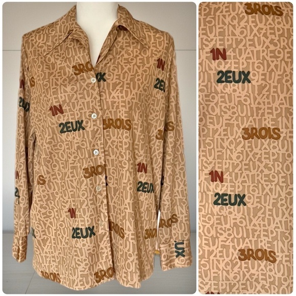 Lady Devon | Tops | French Numeral Pattern Vintage 7s Lady Devon Button ...